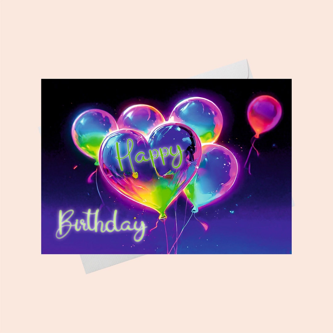 Happy Birthday Card With Balloons/digital Download/printable Watercolor ...