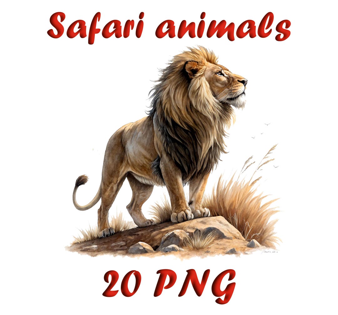 Animals Safari Watercolor Clip Art | 20 PNG Wildlife Animal ...