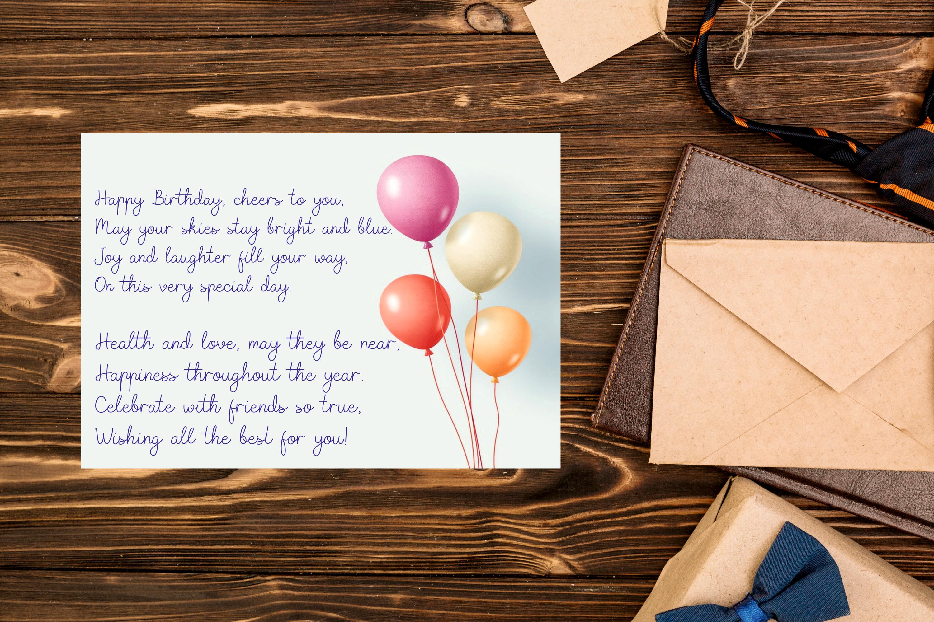 Balloons Happy Birthday Card With Verses (PDF) - Etsy
