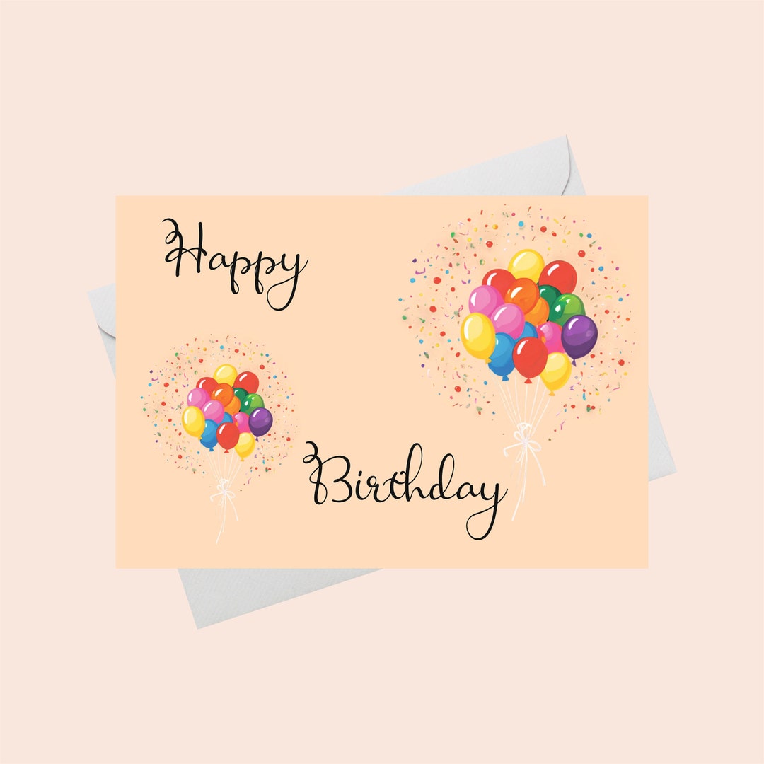 Printable Watercolor Balloons Birthday Card 2/DIGITAL Download ...