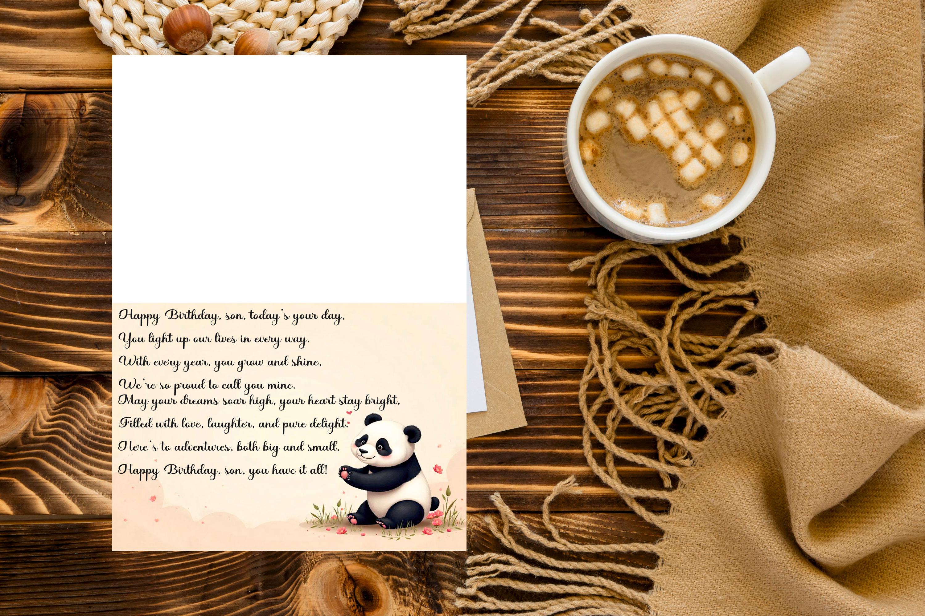 Son's Birthday Poems on a Panda Card/happy Birthday Card/printable ...
