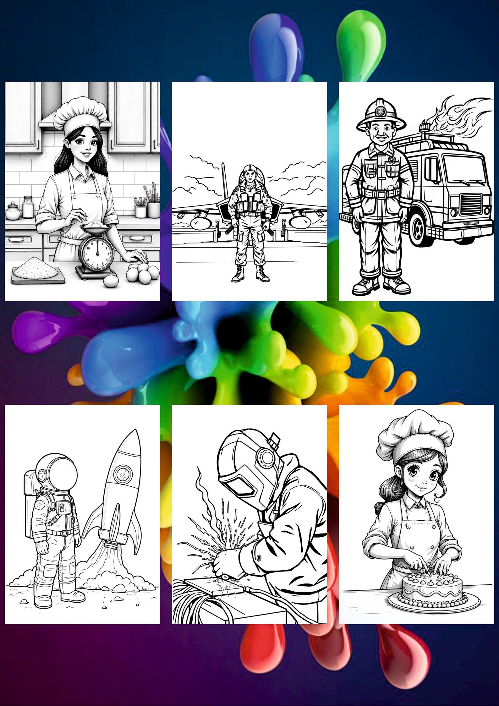 Professions Coloring Book 25 Pieces/coloring Pages for Adults and ...