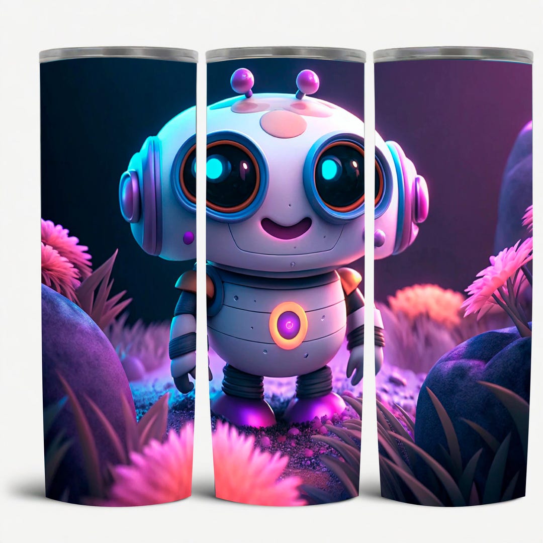 Cute Robot Sublimation Wrapper | 20oz Tumbler Design | Digital Download ...