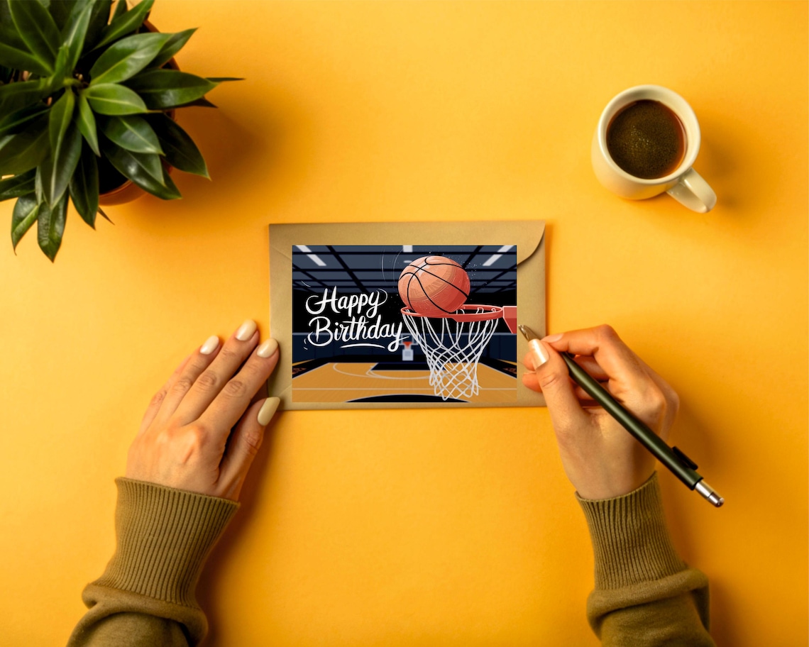 Printable Basketball Birthday Card – Digital Download – Sports Greeting ...