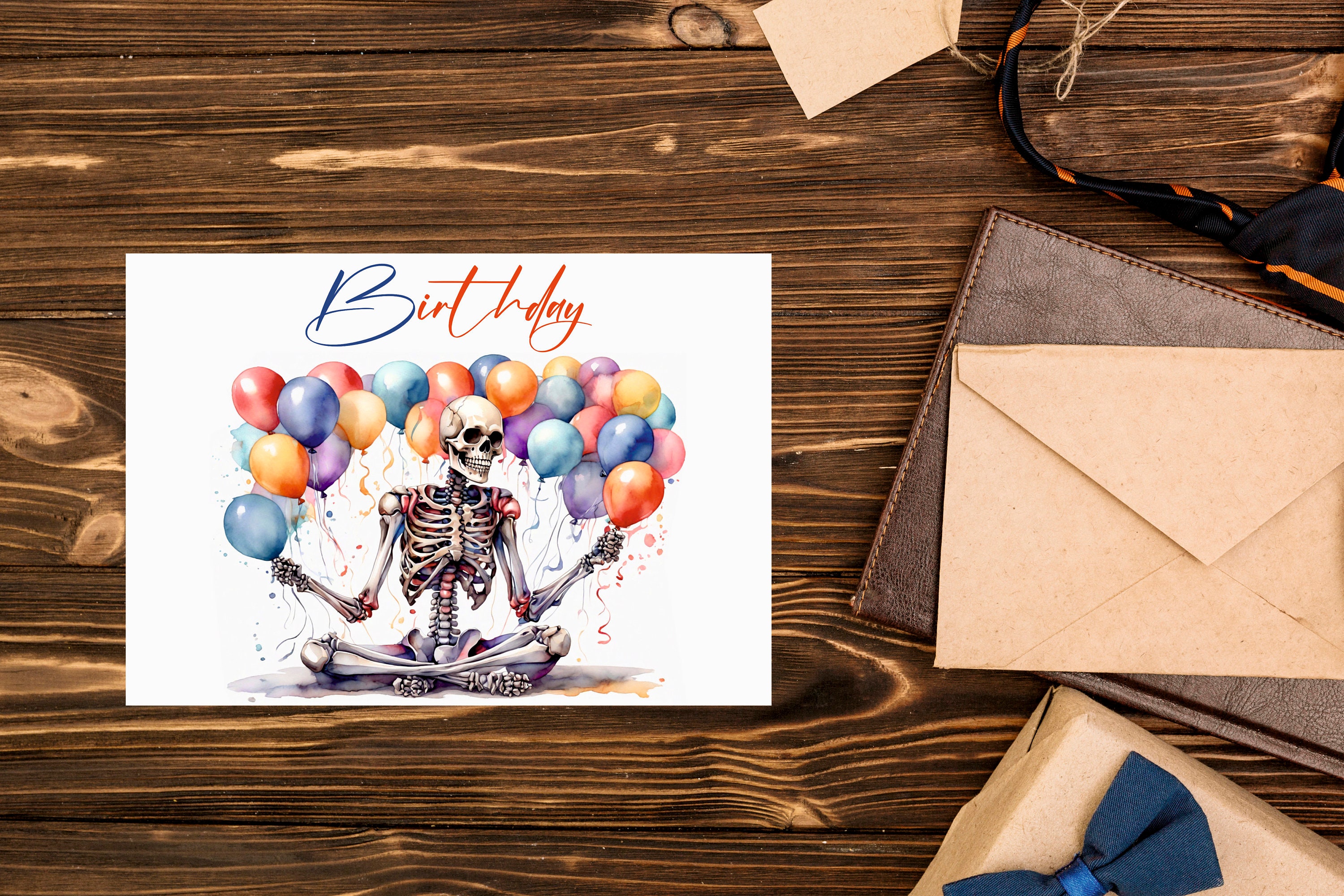 Happy Birthday Card Skeletons / Printable Birthday Card With Colorful ...
