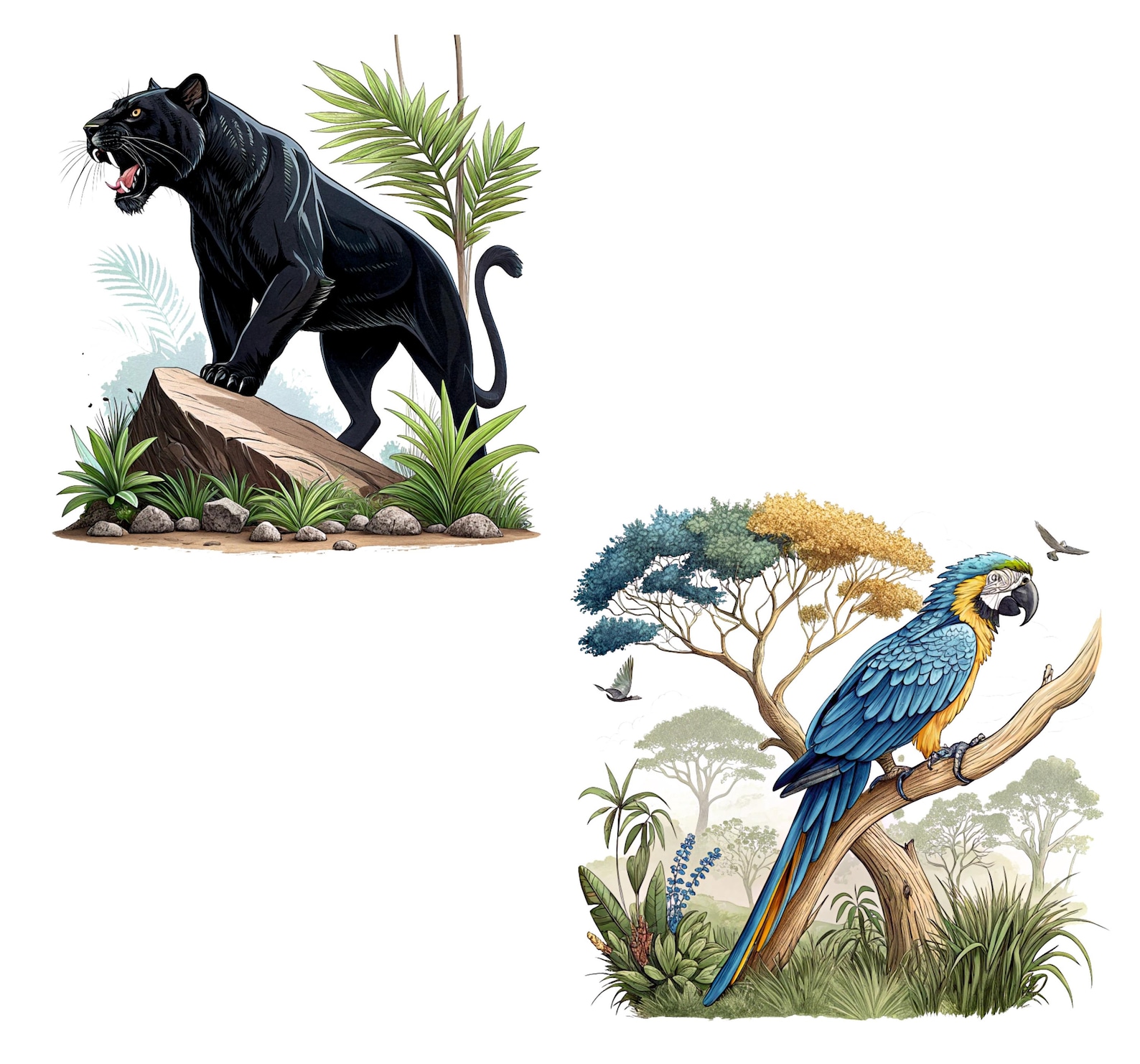 Animals Safari Watercolor Clip Art | 20 PNG Wildlife Animal ...