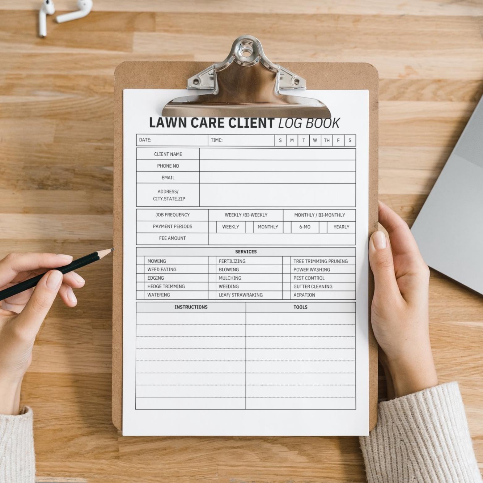 Lawn Care Client Log Template, Simple Lawn Mowing and Landscape ...