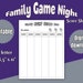 Game Night Score Sheets, Printable Family Game Night Score Sheet, Blank ...