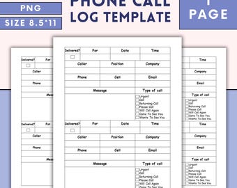 Phone Call Log Template: Small Business Notes (PDF, PNG) - Etsy