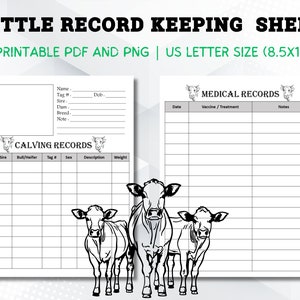 Cattle Record Keeping Sheet: Calving & Medical Records (PDF, PNG) - Etsy