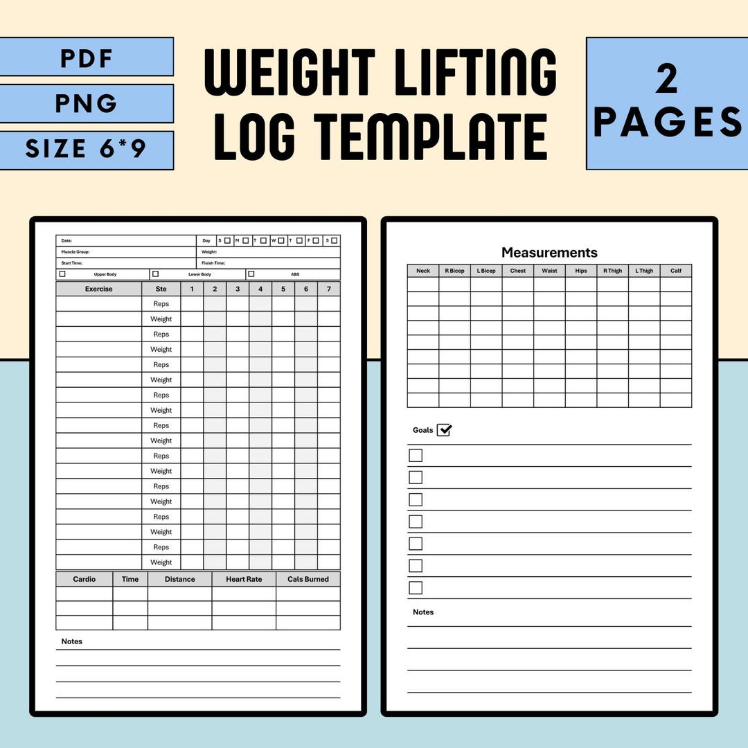 Weight Lifting Log Template, Fitness Log, Weight Loss Tracker, Weight ...