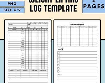 Weight Lifting Log Template: Fitness & Weight Loss Tracker (PDF, PNG ...