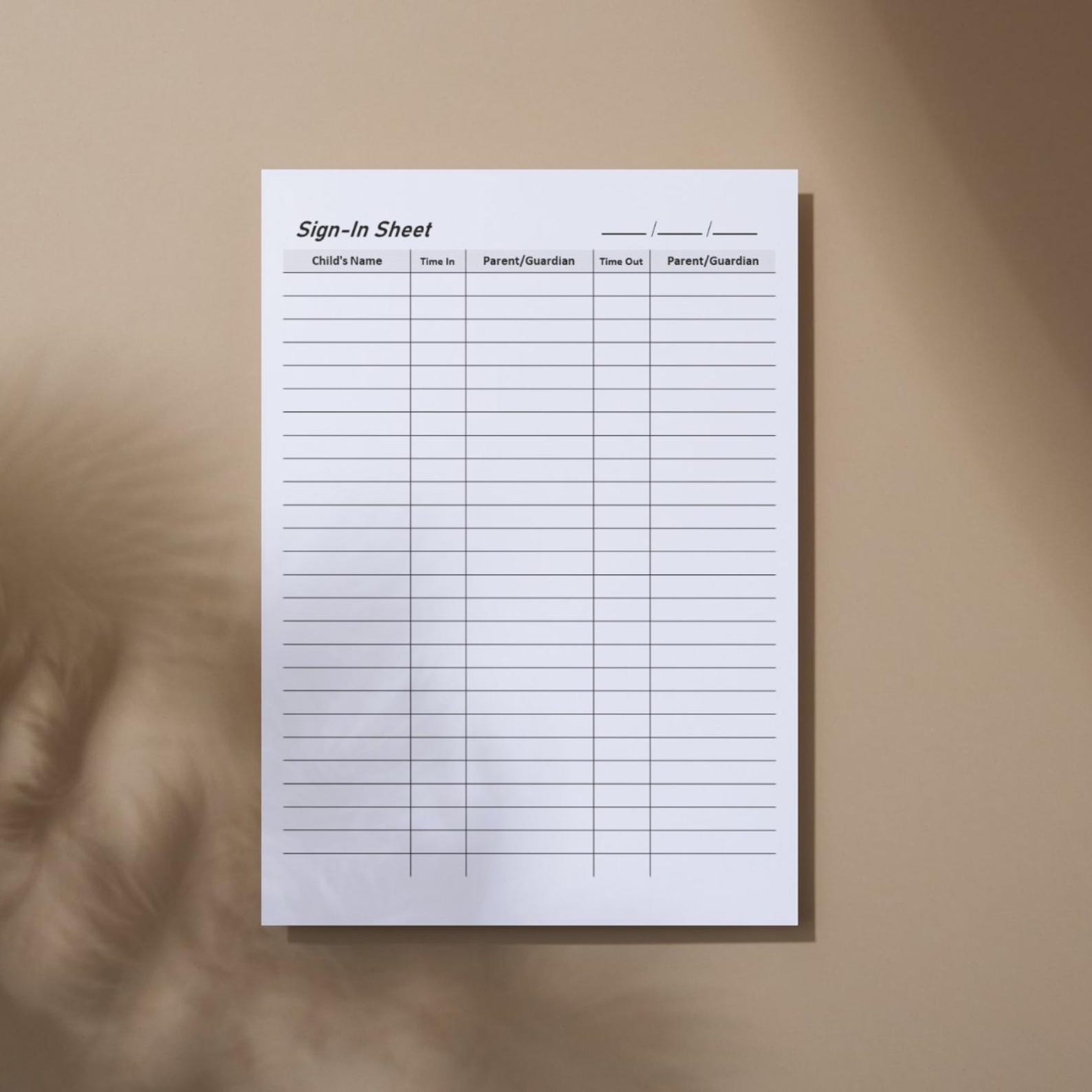 Childcare Sign in Sheet | Daily Attendance Tracker | Daycare & After ...