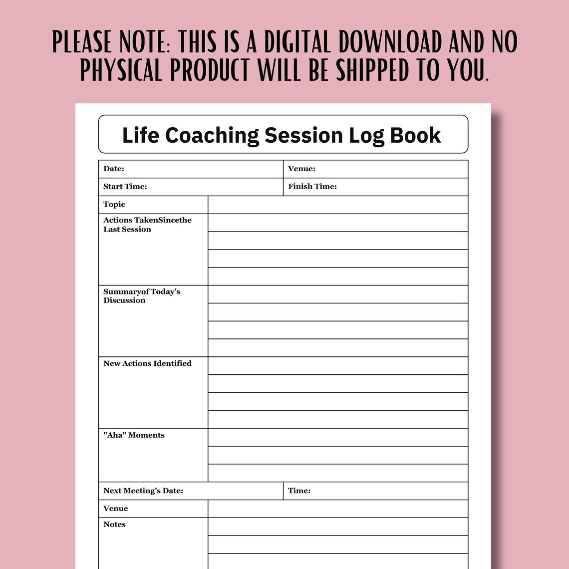Life Coaching Session Log Template: Client Organizer (PDF & PNG) - Etsy