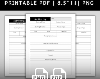 Audition Tracker Template: Actor Audition Log (PDF & PNG) - Etsy