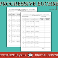 8-player Euchre Tournament Score Sheet and Rotations PDF Printable ...