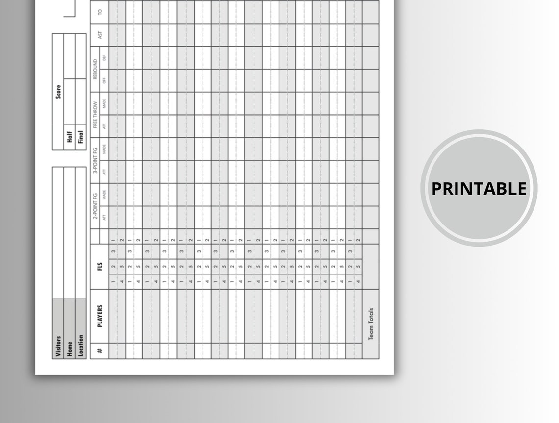 Basketball Stat Tracker: Printable Score Card (PDF, PNG) - Etsy