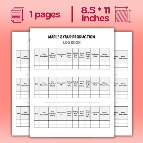 Maple Syrup Production Log Book: Tapping Season Tracker (PDF, PNG) - Etsy