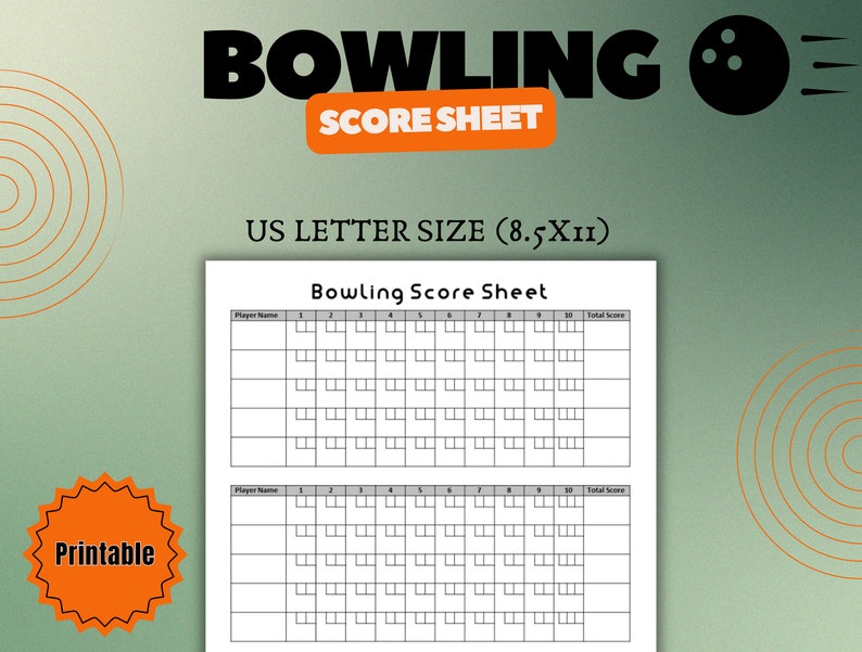 Bowling Score Sheet, Bowling Score Sheets for Bowlers to Record and ...