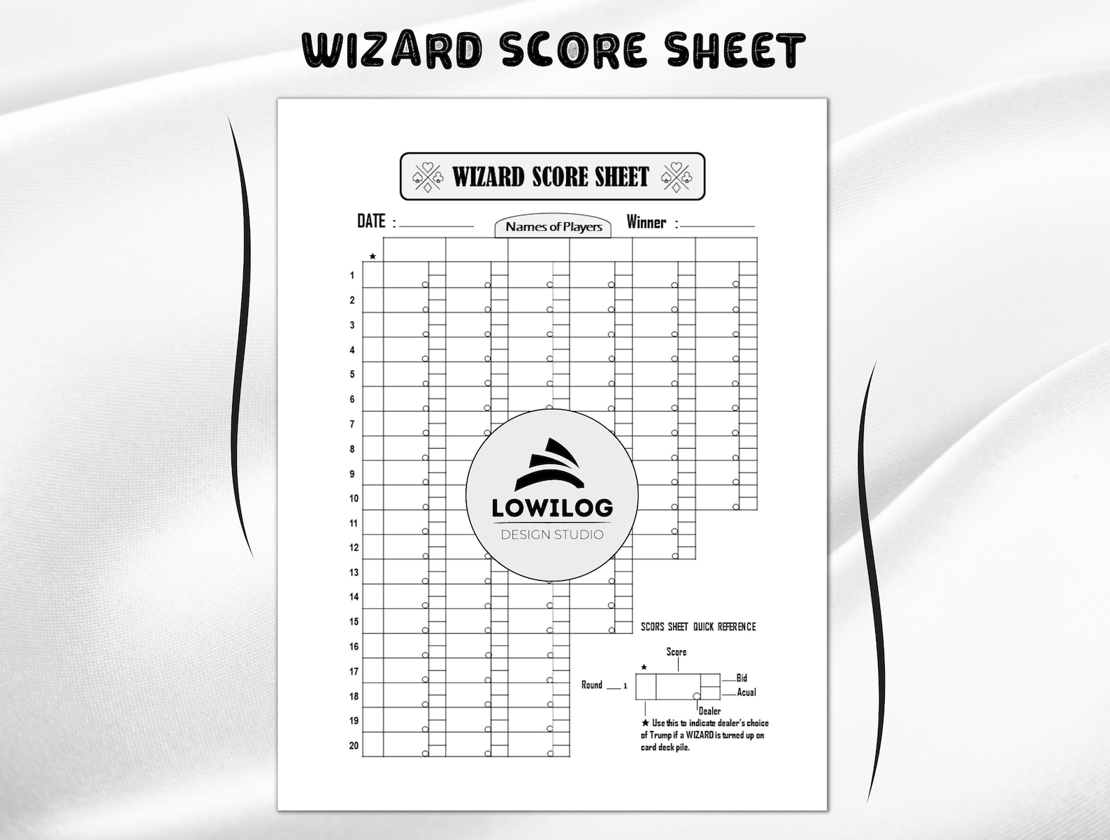 Wizard Card Game Score Sheet: Printable Score Pad (PDF & PNG) - Etsy