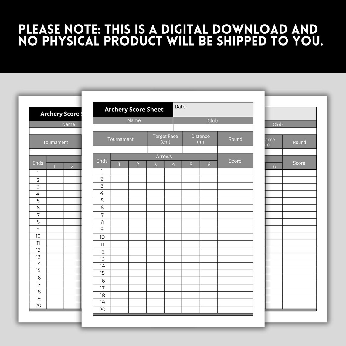 Archery Score Sheet Template, Archery Progress Tracker, Printable ...