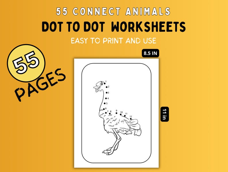 55 Connect Animals Dot to Dot Worksheets, Dot to Dot Printable Book for ...