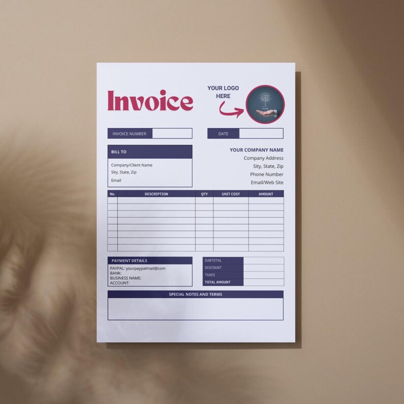 Invoice Template Editable, Minimalist Canva Editable Invoice Template ...