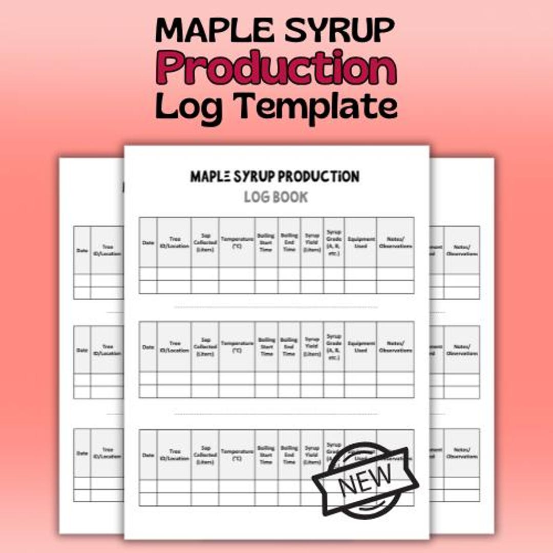 Maple Syrup Production Log Book: Tapping Season Tracker (PDF, PNG) - Etsy