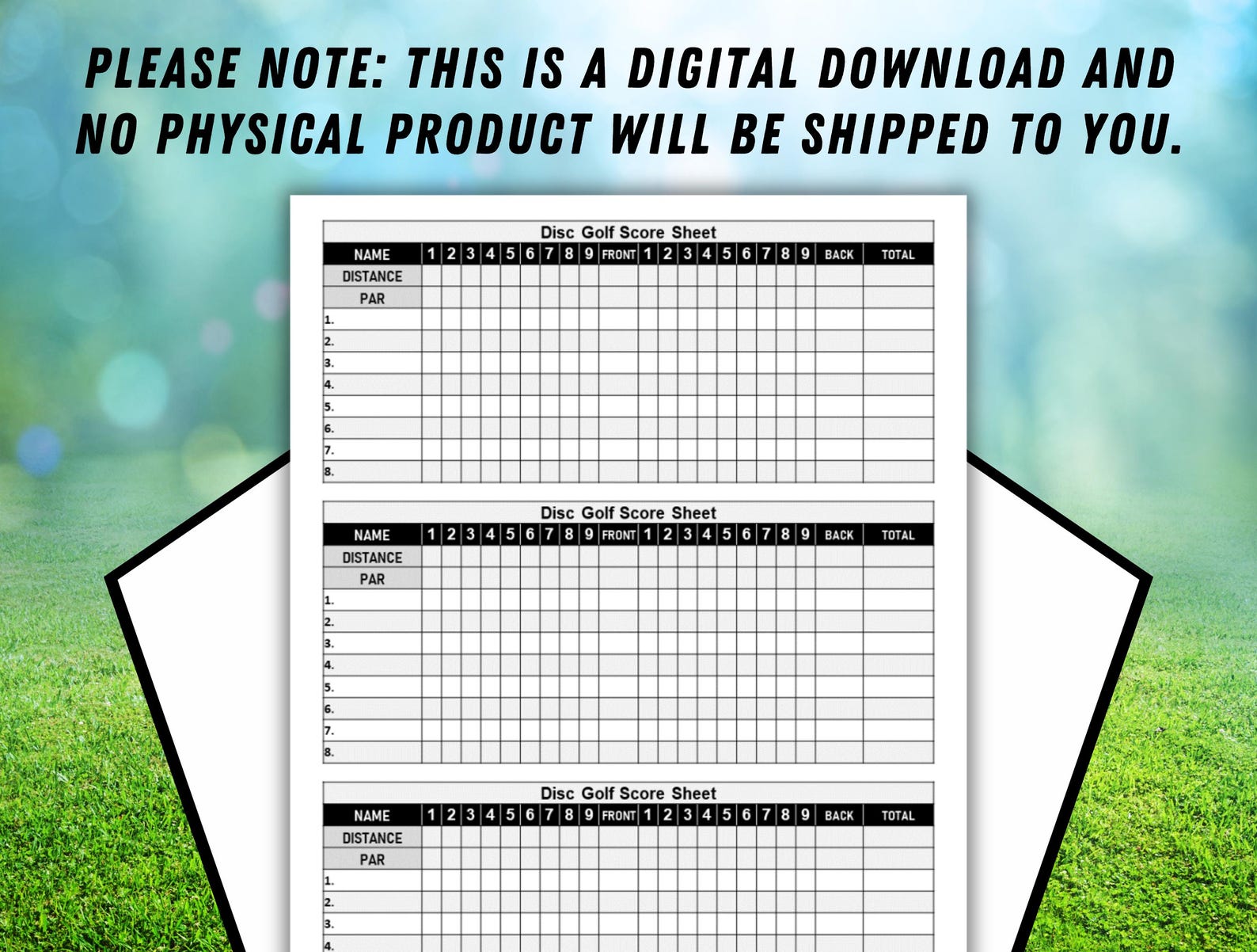 Disc Golf Score Sheet Printable, Disc Golf Game Log, Frisbee Golf ...