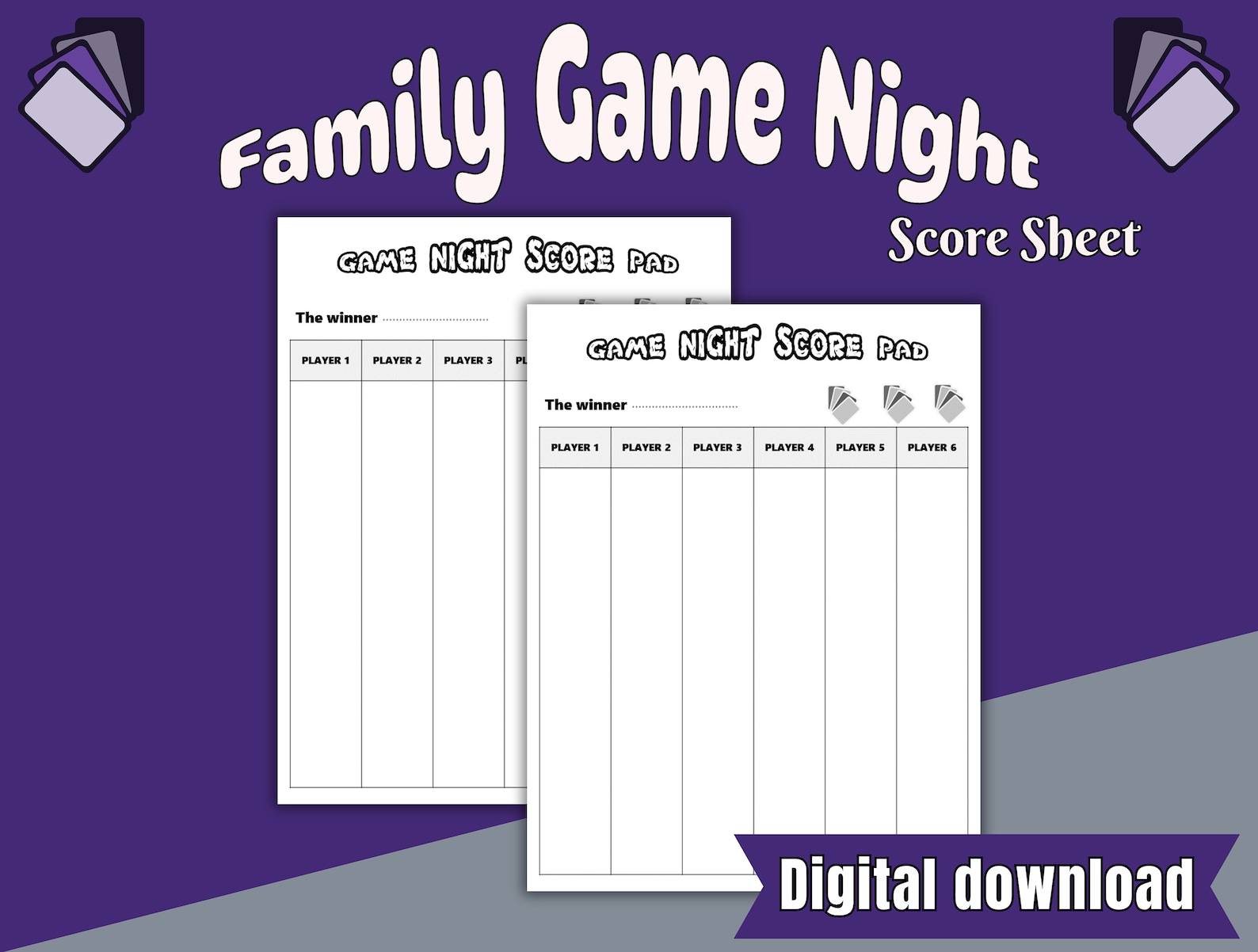 Game Night Score Sheets, Printable Family Game Night Score Sheet, Blank ...