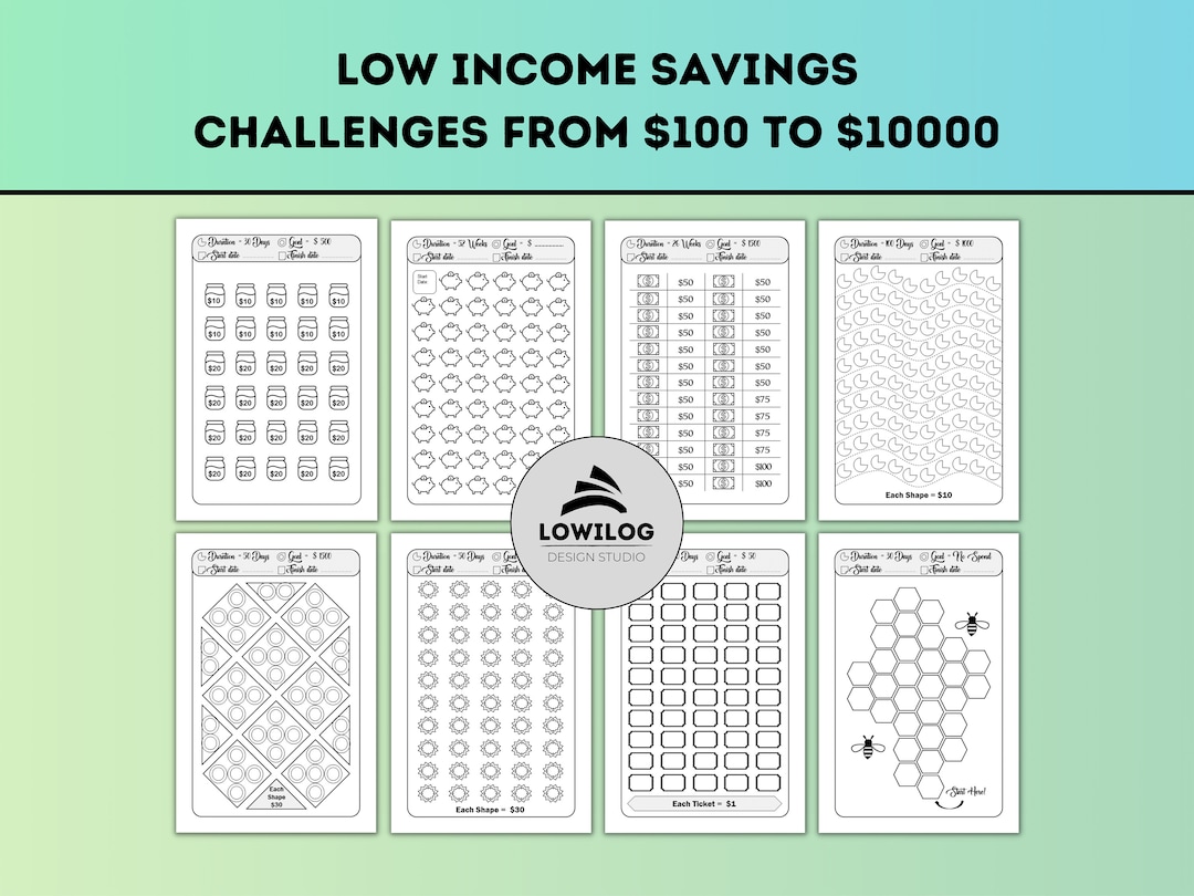 Low Income Savings Challenge Printable, Money Saving Challenge, A5 Mini ...