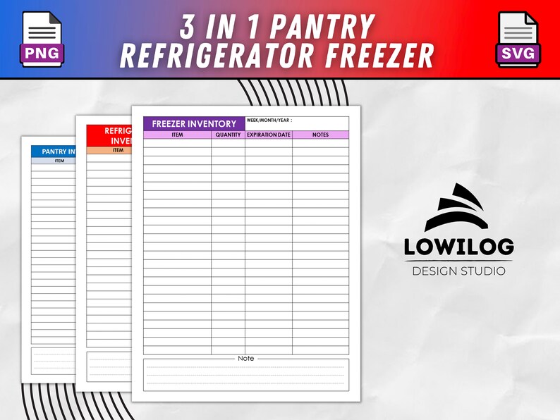 Food Inventory Tracker Pages Printable, Pantry Inventory, Freezer Inventory, Fridge Inventory ...