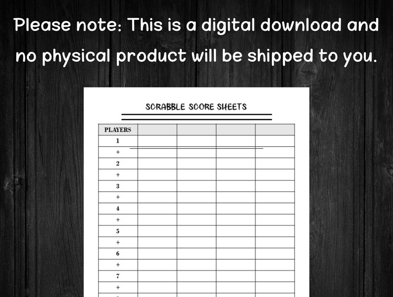Scrabble Score Sheet: Printable Score Card (PDF, PNG) - Etsy
