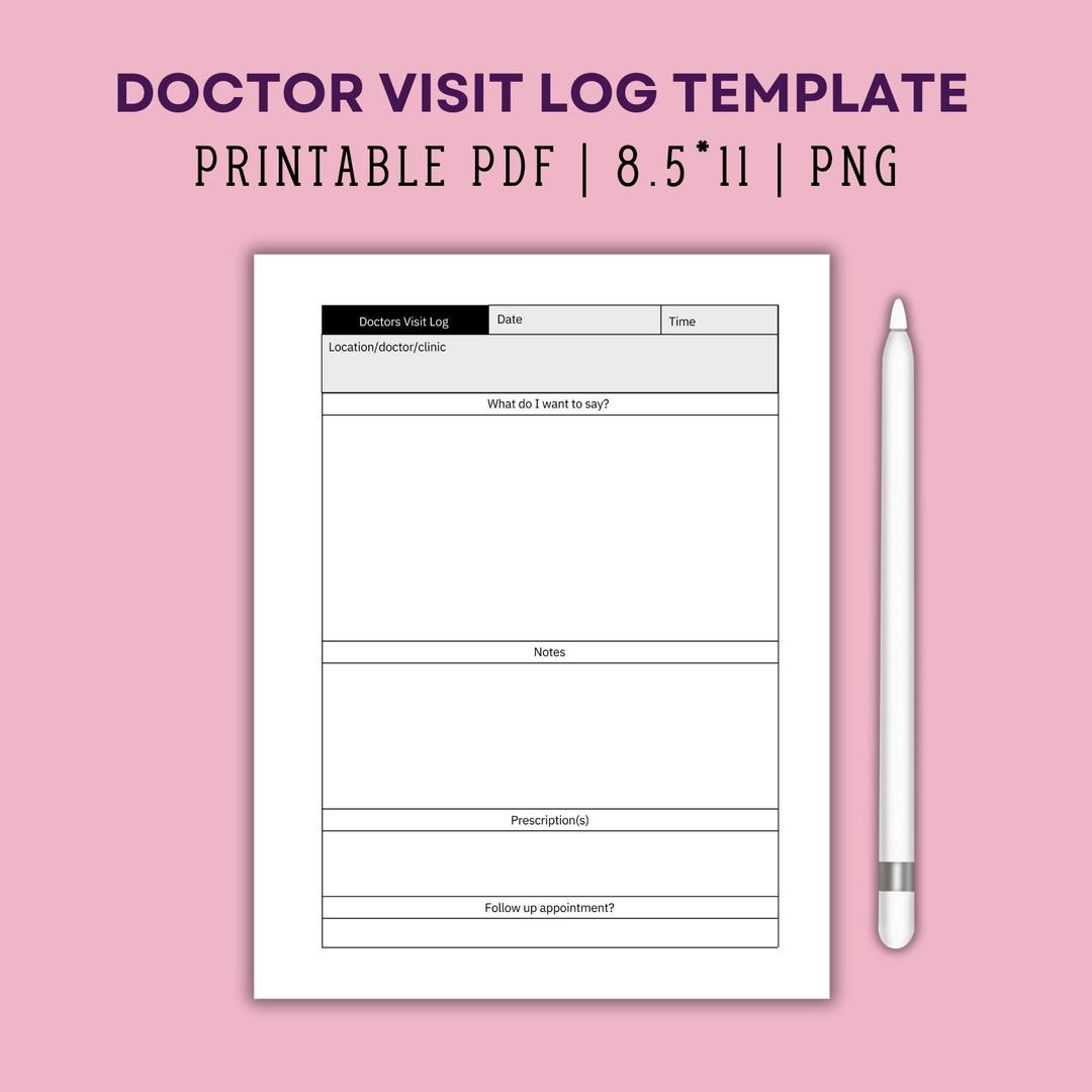 Doctor Visit Log Template, Doctor Appointment Log , Medical Specialist ...