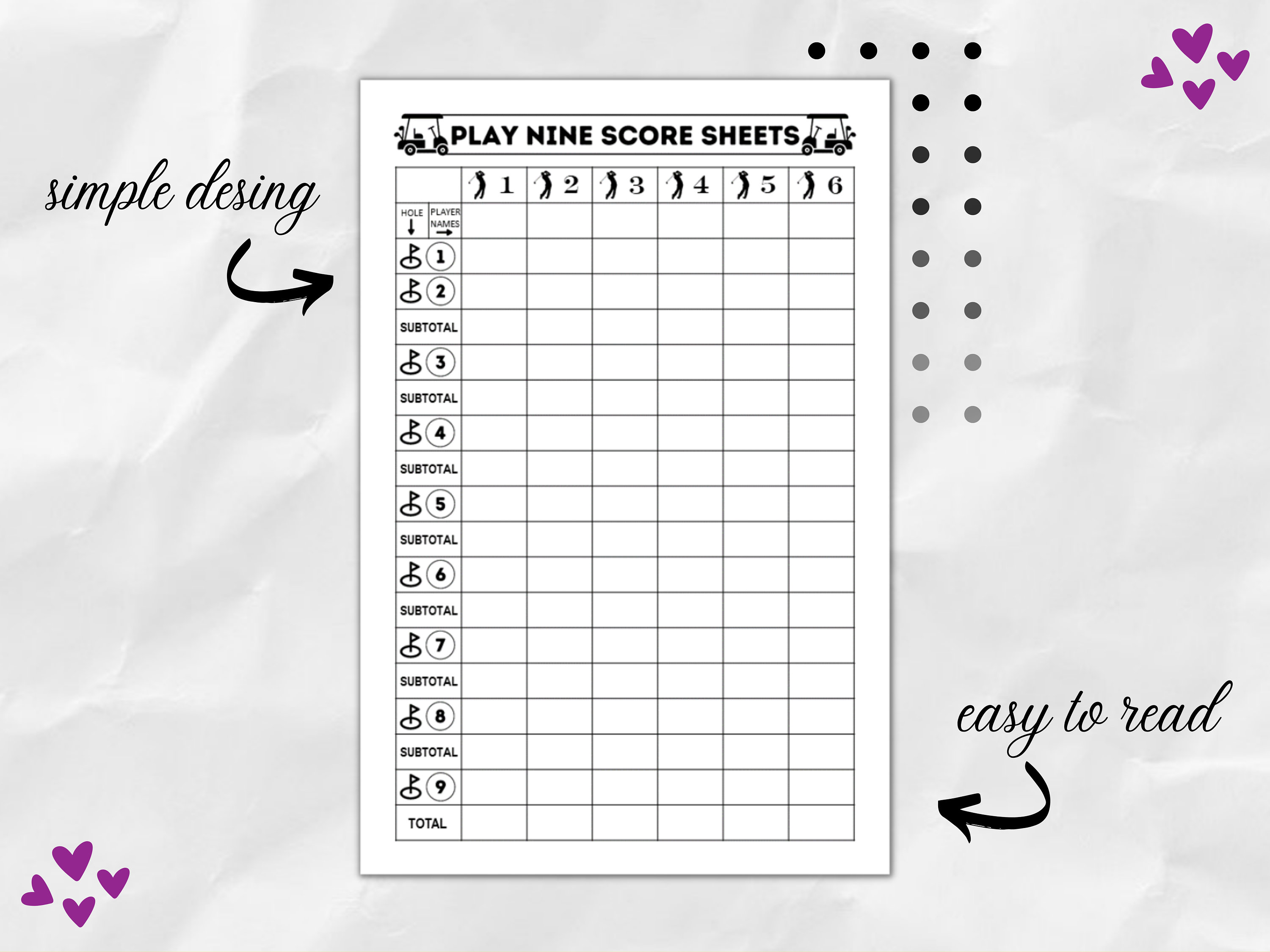 Printable Play 9 Score Pad, Play Nine Golf Card Game Score Sheet ...