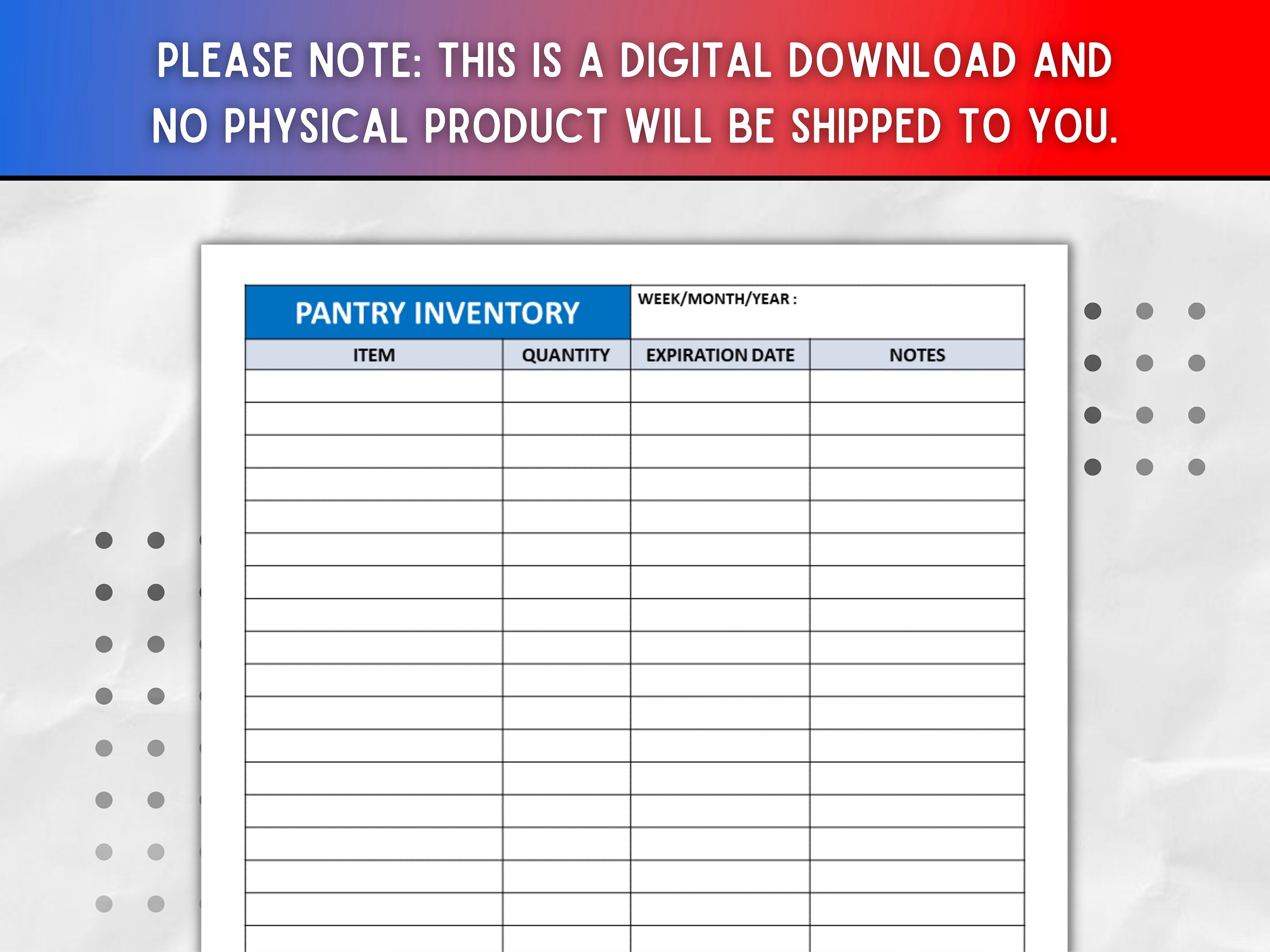 Food Inventory Tracker Pages Printable, Pantry Inventory, Freezer ...