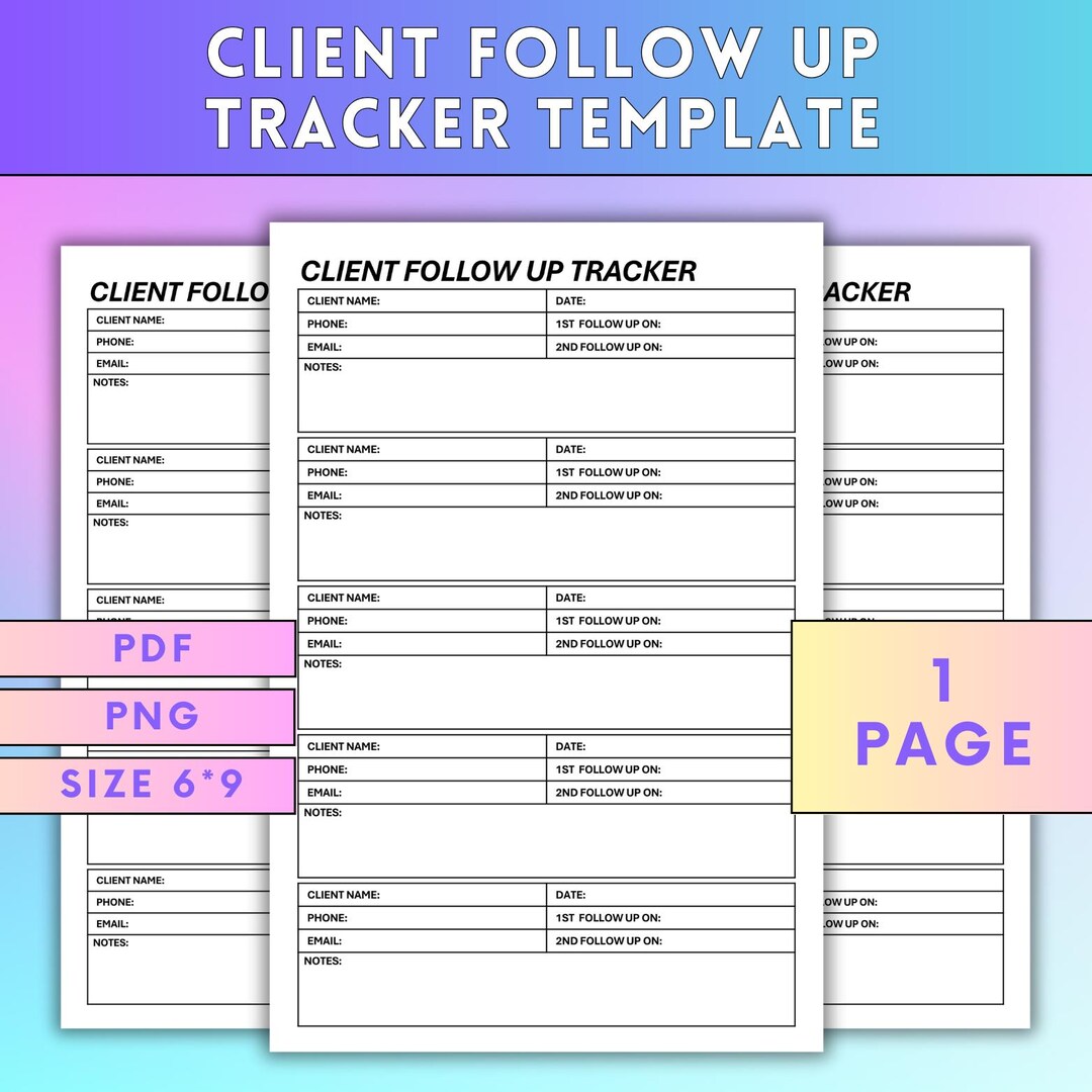 Client Follow up Tracker Template: Business Log (PDF, PNG, PPT) - Etsy