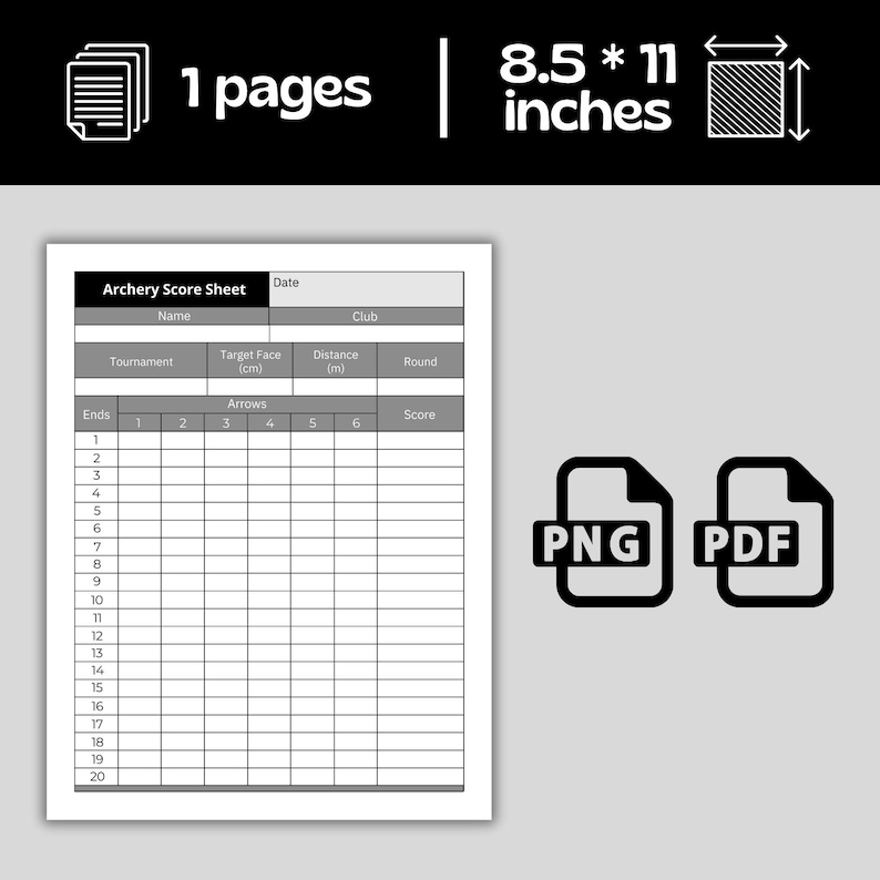 Archery Score Sheet: Progress Tracker (PDF, PNG) - Etsy