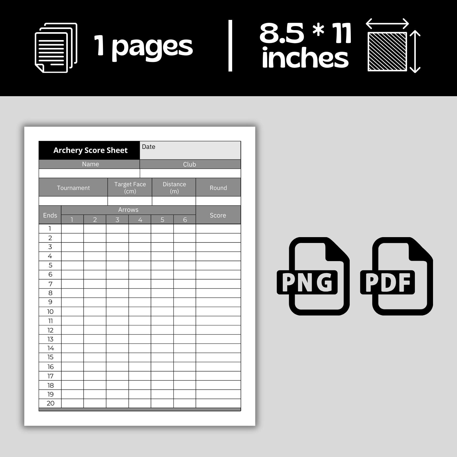 Archery Score Sheet Template, Archery Progress Tracker, Printable ...