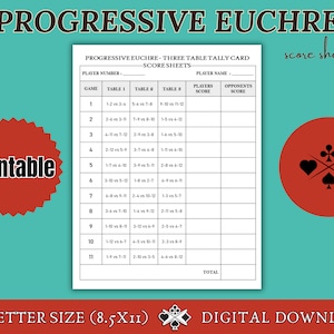 Progressive Euchre Score Sheets: 3-table Tally Cards (PDF, PNG) - Etsy