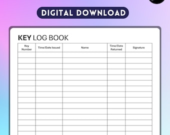 Key Log Template, Key Sign Out Sheet Printable, Visitor Sign in Out Form, Event Sign in Sheet ...