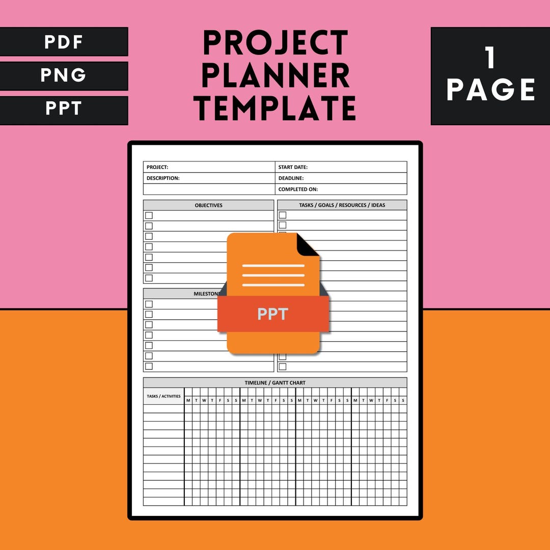 Project Planner Template, Project Management Worksheet With Checklist ...