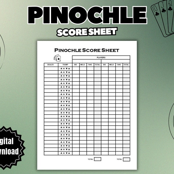 Pinochle Score Sheet - Etsy