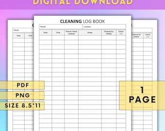 Daily Cleaning Log Sheet | Editable House Cleaning Tracker | Home ...
