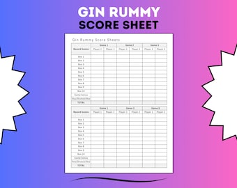 Gin Rummy Score Card - Gin Rummy Score Keeper - Gin Rummy Score Pads ...