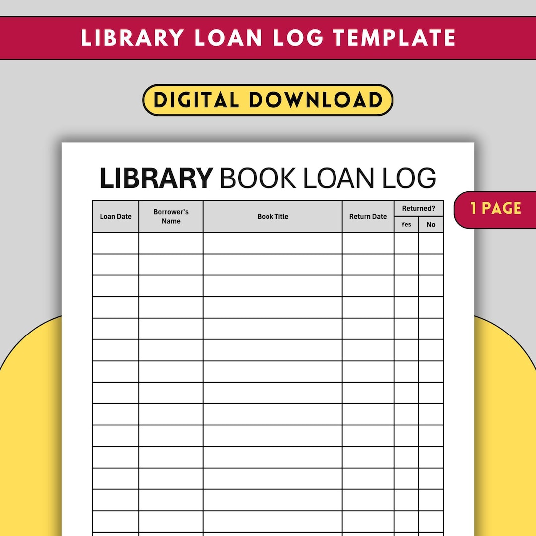 Library Loan Tracker Printable, Borrow & Return Record Sheet, Reading ...