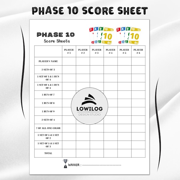 Phase 10 Printable Score Sheet - Etsy