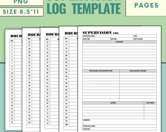 Clinical Supervision Log Template: Session Form & Hours Tracker (PDF ...