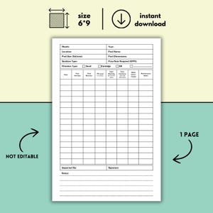 Pool Maintenance Template: Residential Pool Checklist (PDF & PNG) - Etsy