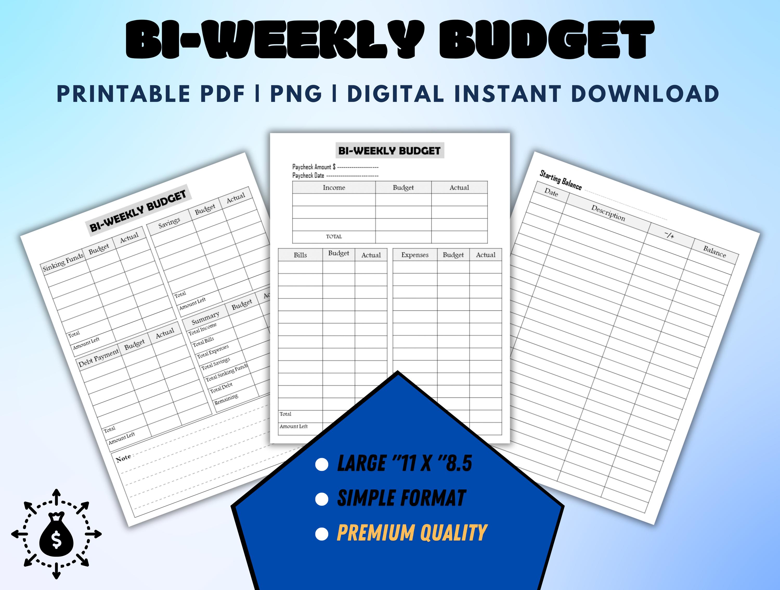 Bi-weekly Budget Planner | Printable PDF Budget Template | Income ...